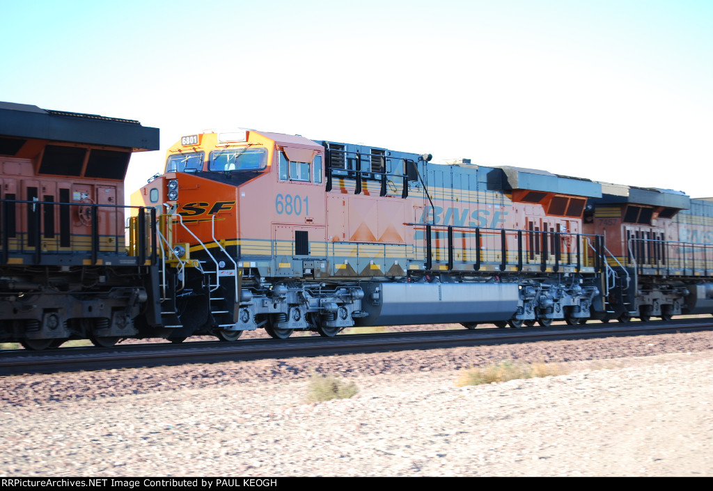 BNSF 6801 passes me at sunset as she enters the BNSF Barstow yard for a crew change.